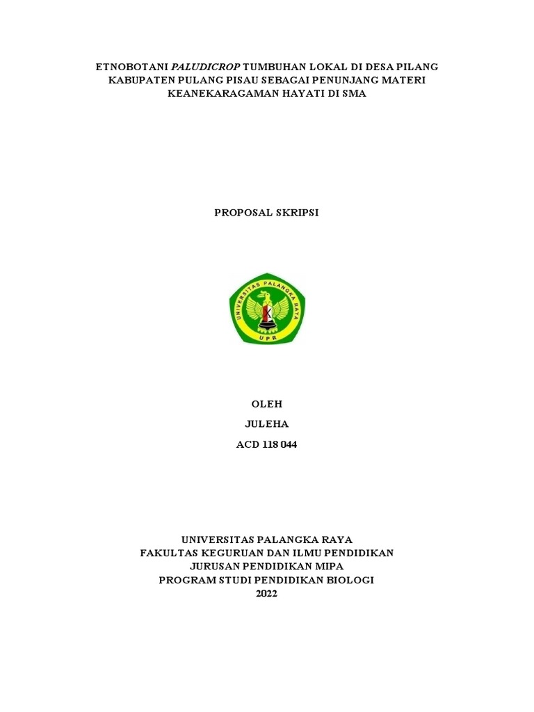 Proposal Skripsi - Juleha Acd 118 044 | PDF | Sains & Matematika