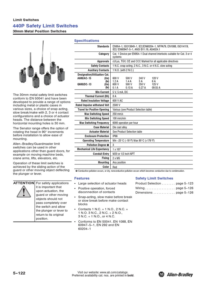 Limit Switch 440P 30mm Large Metal | PDF | Switch | Numerical Control