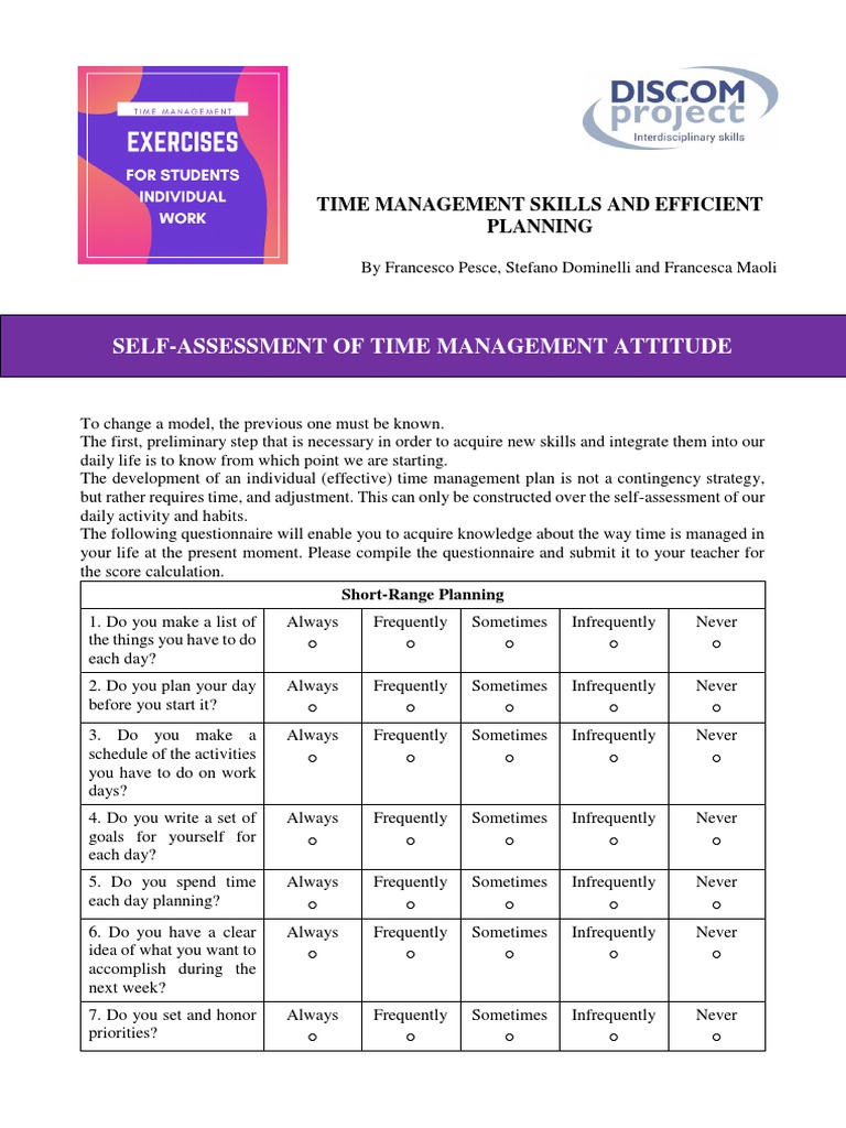 Time Management Skills Assessment | PDF | Procrastination ...