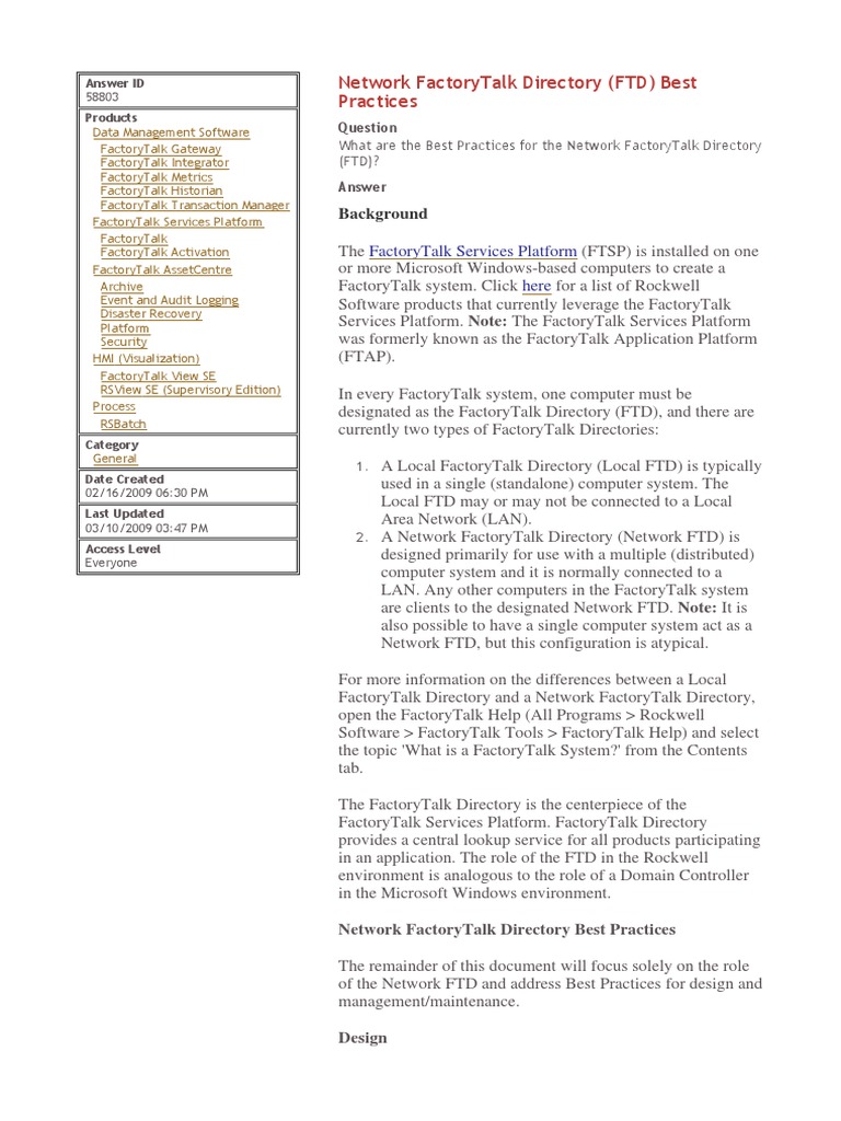 FactoryTalk View Tips and Best Practices TOC | PDF | Server (Computing ...