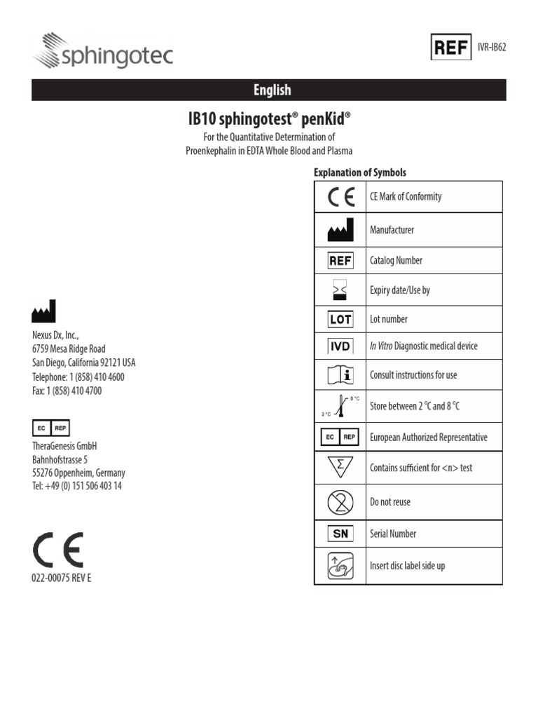 Penkid 022 00075 IFU REV E - 8x11 - FINAL 1 | PDF | Detection Limit ...