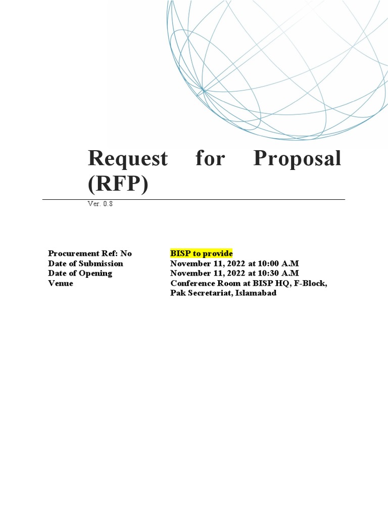Bisp Erp RFP Ver0.8 | PDF | Enterprise Resource Planning | Request For ...