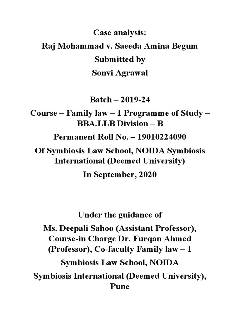Case Analysis | PDF | Lawsuit | Marriage