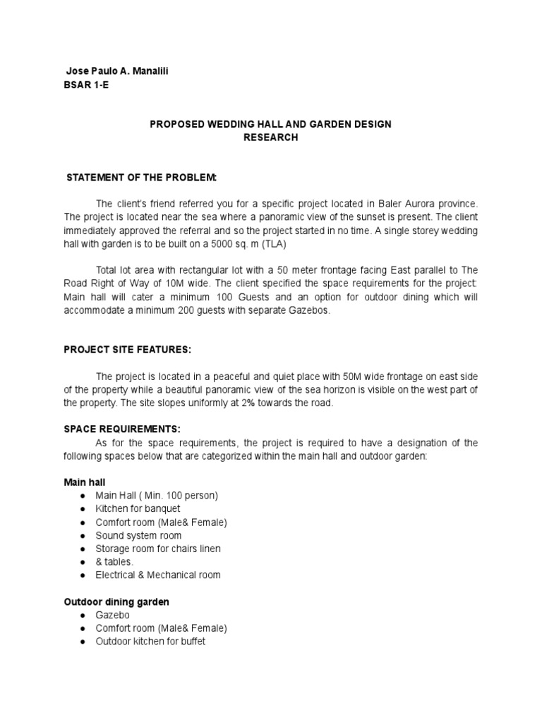 Proposed Wedding Hall and Garden Design | PDF | Environmental Design ...