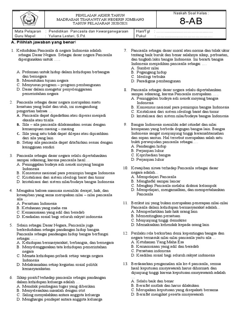 Pas PPKN 8 2021 | PDF