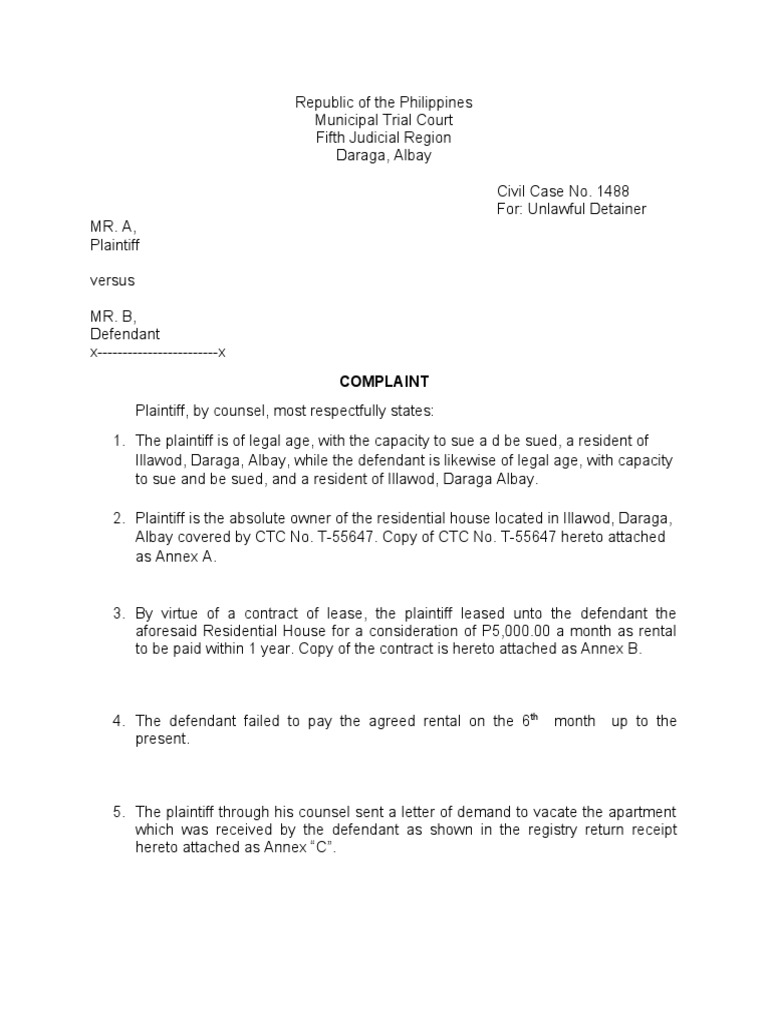 Complaint | PDF | Lawsuit | Separation Of Powers