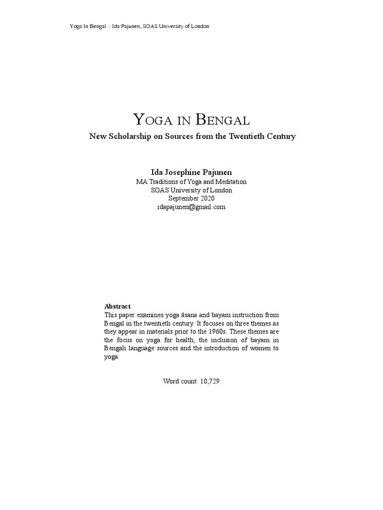Bengali Yoga Practices and Women's Role | PDF | Abdomen | Swami Vivekananda