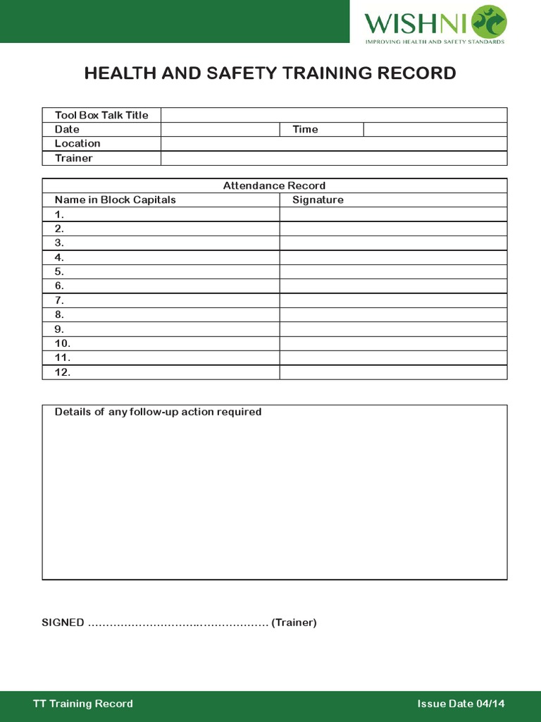 Toolbox Talk Training Record | PDF | Career & Growth