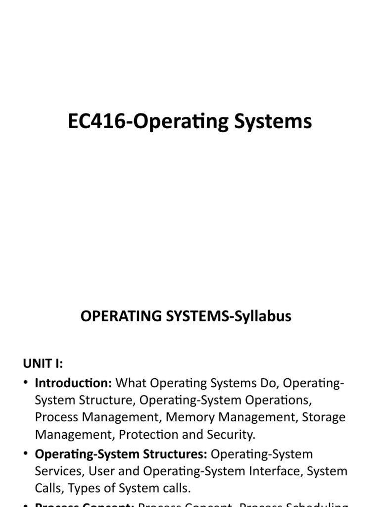 Introduction To Operating Systems An Overview Of Operating System Concepts Structure
