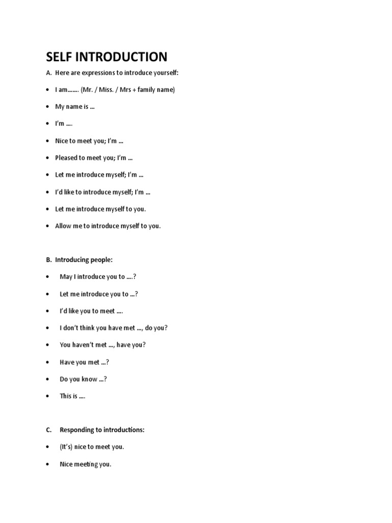Materi B.inggris Self Introduction | PDF