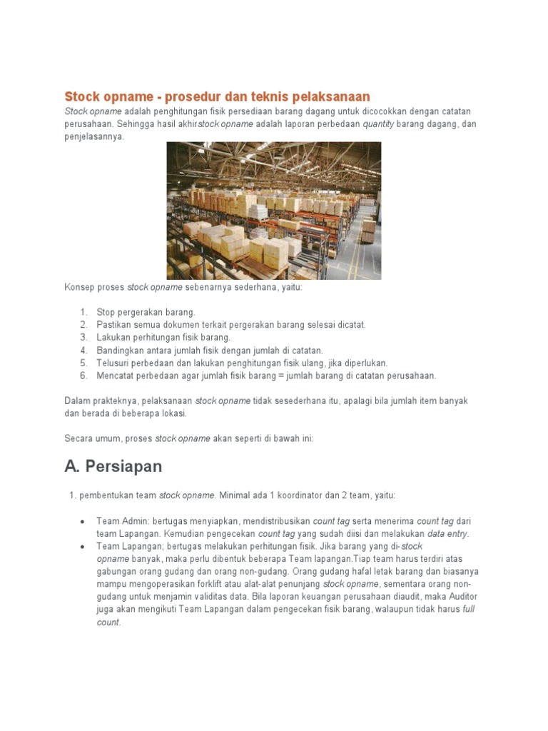 Prosedur dan Teknik Stock Opname | PDF