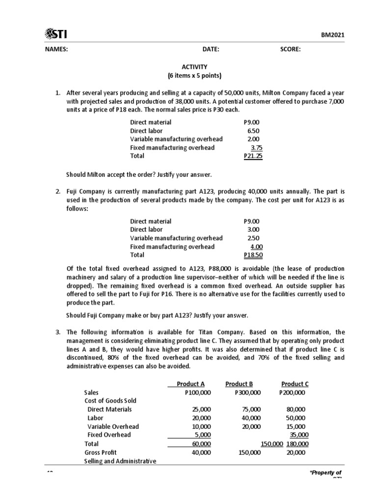 12 Activity 1 | PDF | Cost Of Goods Sold | Market (Economics)