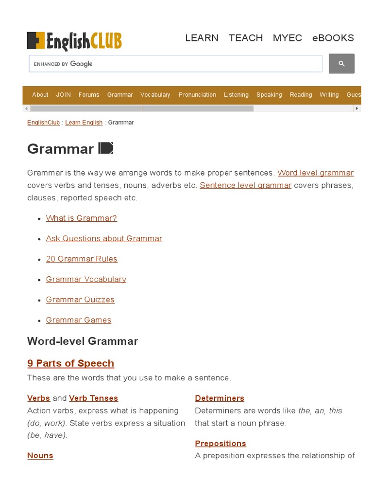 Grammar | PDF | Verb | Adverb