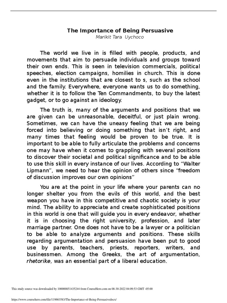 The Importance of Being Persuasive | PDF