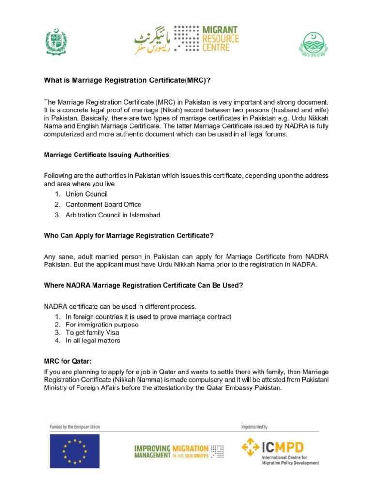 Marriage Registration Certificate | PDF