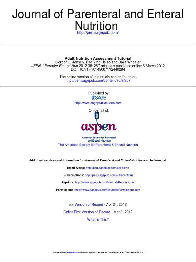 Adult Nutrition Assessment Tutorial 2012 | PDF | Malnutrition | Body Mass Index