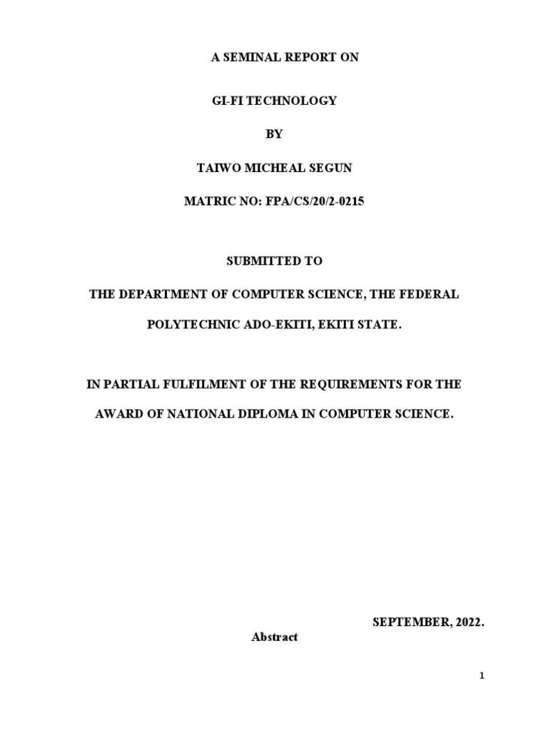 Gi-Fi Technology by Taiwo Micheal Segun | PDF | Ultra Wideband ...