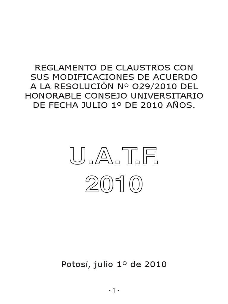 Reglamento Claustro Uatf | PDF | Votación | Votación