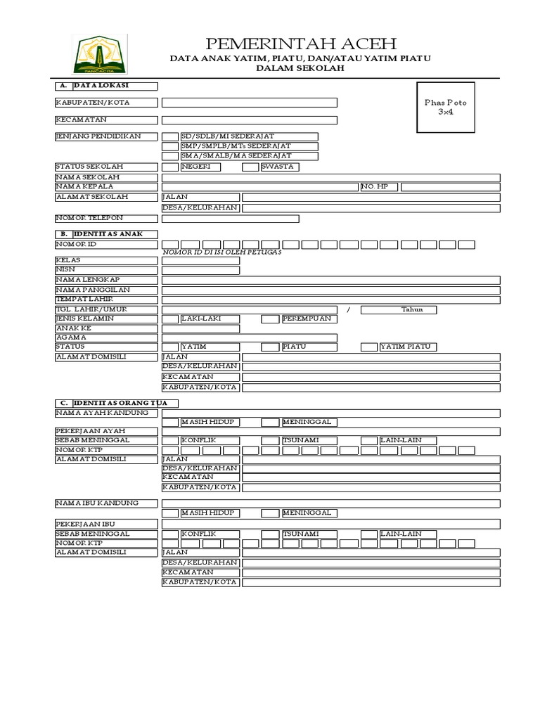 Form Biodata Calon Penerima Beasiswa Tahun Anggaran 2023 - (Dalam ...