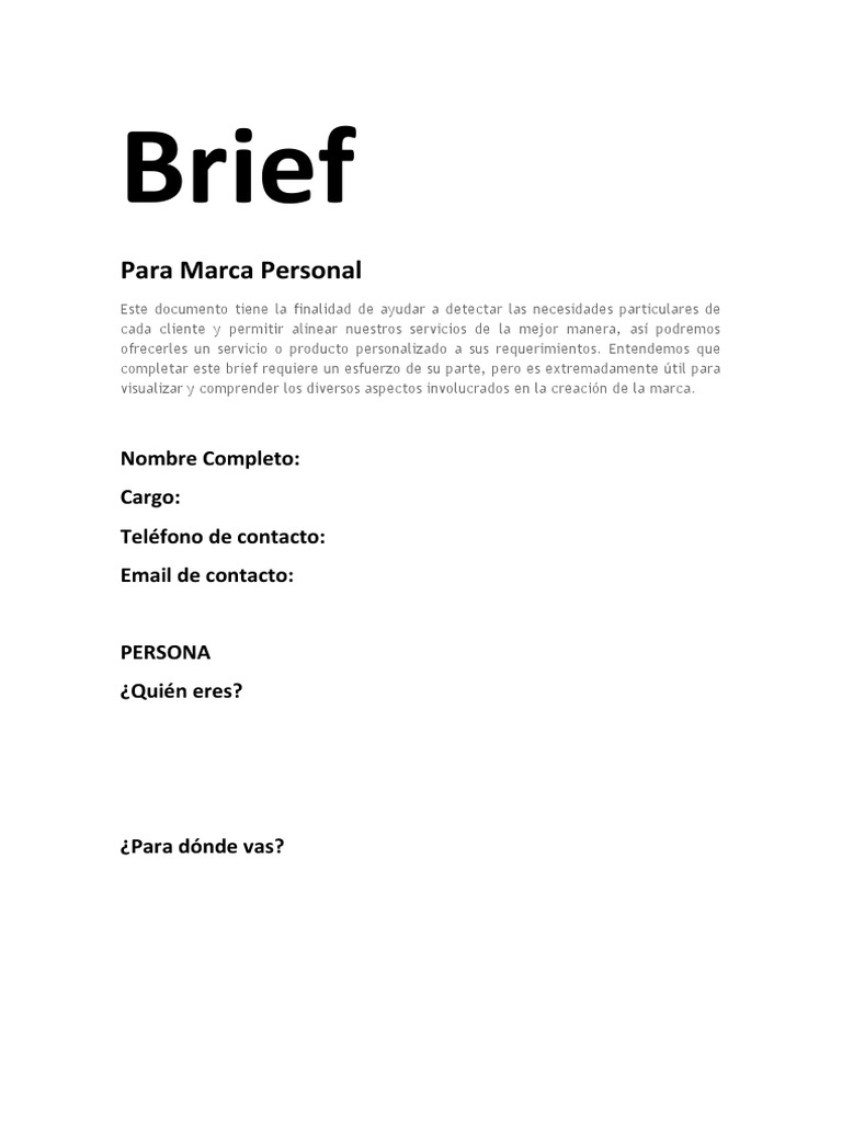 Brief para Marca Personal 2021 | PDF