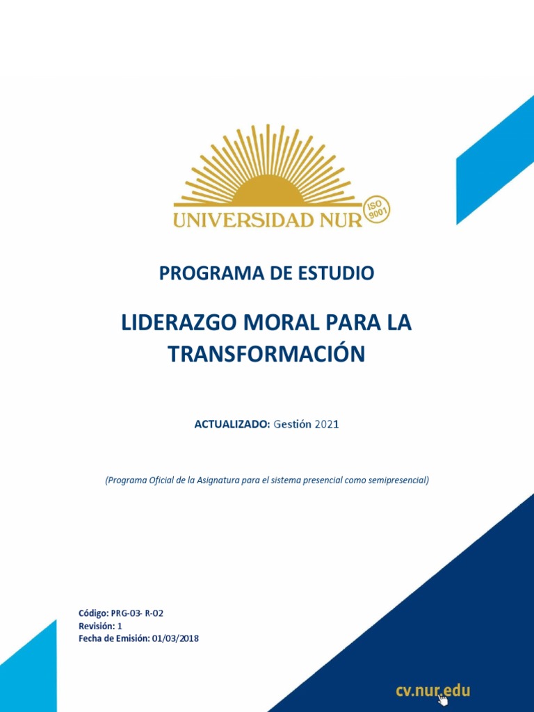 2021 (PE) Liderazgo Moral para La Transformacion | PDF | Evaluación | Inteligencia
