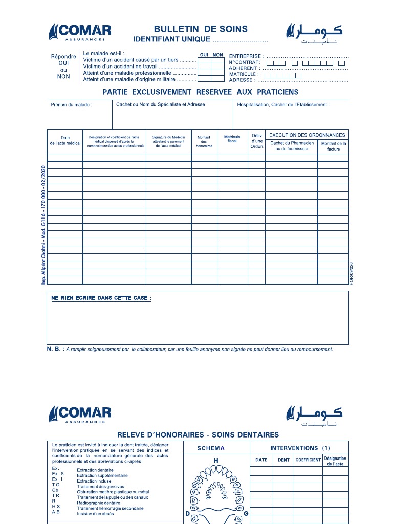 Bulletin de Soins Comar | PDF