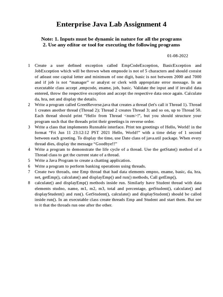 Enterprise Java Lab Assignment 4 Pdf