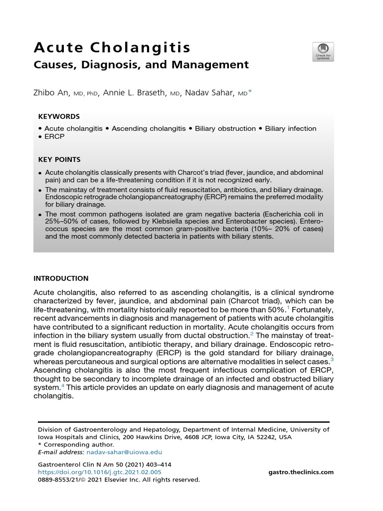 Acute Cholangitis: Causes & Management | PDF | Clinical Medicine ...