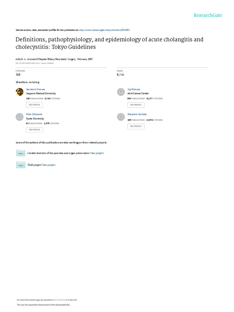 Definitions Pathophysiology And Epidemiology Of Acute Cholangitis And
