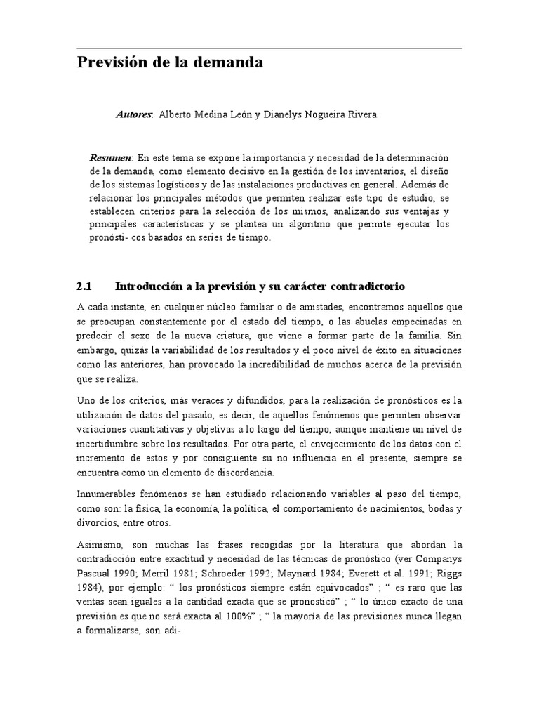 Métodos de previsión de la demanda | PDF | Logística | Predicción