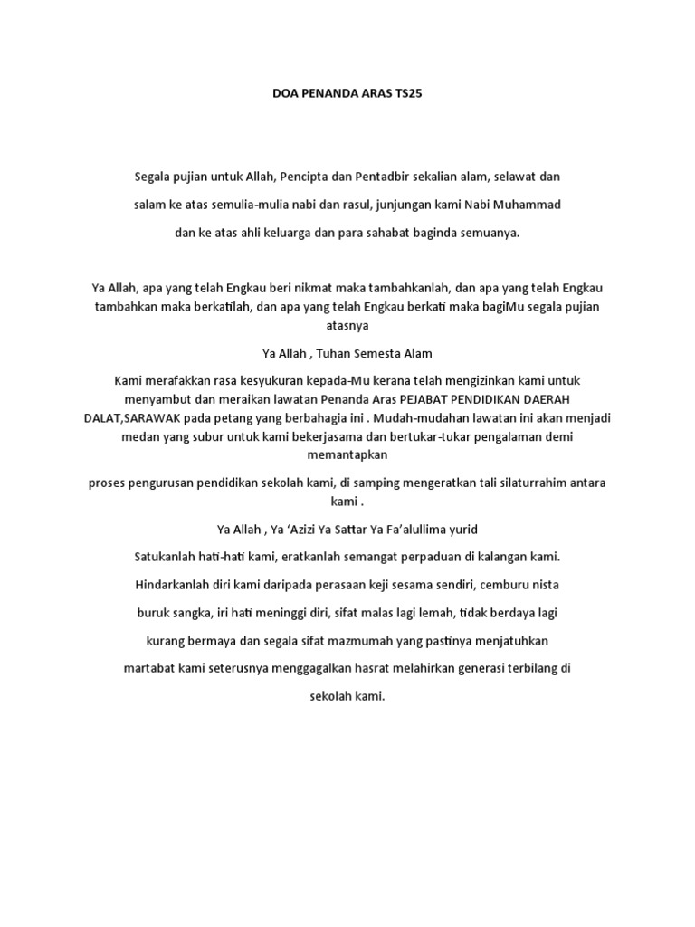 Doa Penanda Aras TS25 | PDF