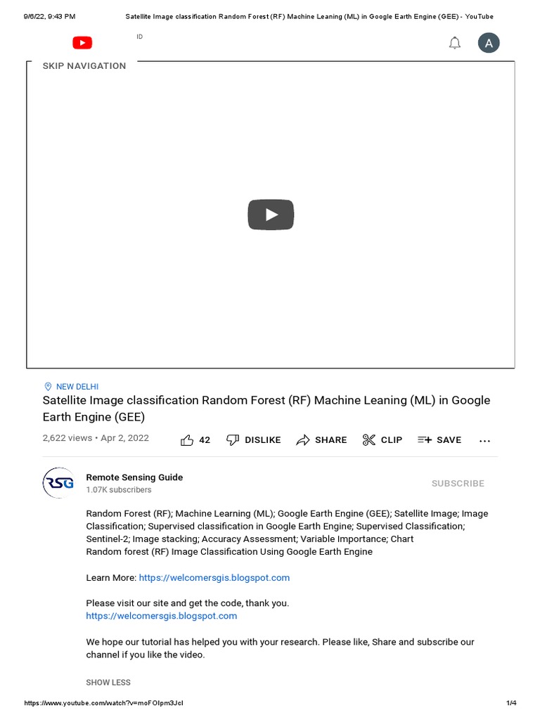 Satellite Image Classification Random Forest (RF) Machine Leaning (ML) in Google Earth Engine ...