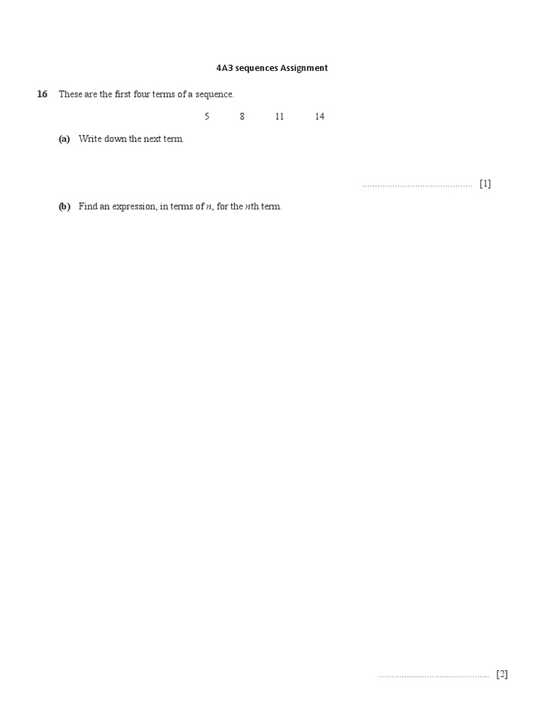 4a3 sequences assignment | PDF