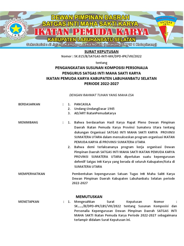 SK Satgas Inti | PDF