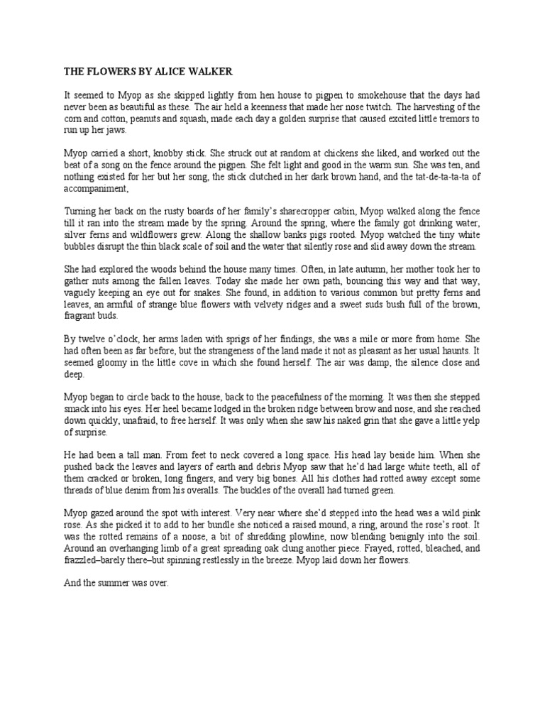 The Flowers by Alice Walker | PDF