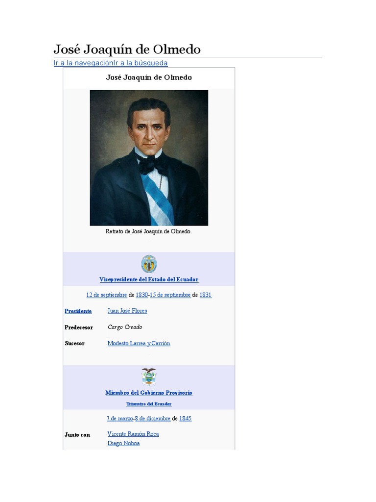 Biografía de José Joaquín de Olmedo | PDF | Ecuador | Comunidad andina