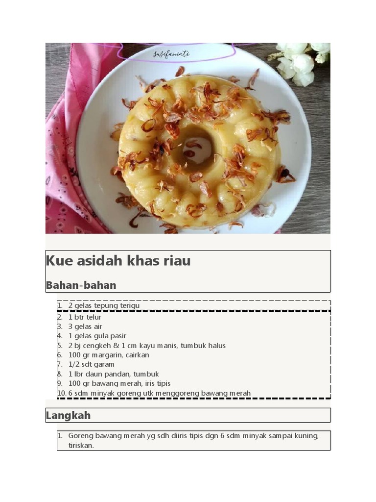 Kue Asidah Khas Riau | PDF