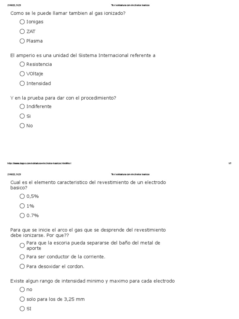 Test Soldadura Con Electrodos Basicos | PDF | Soldadura | Construcción