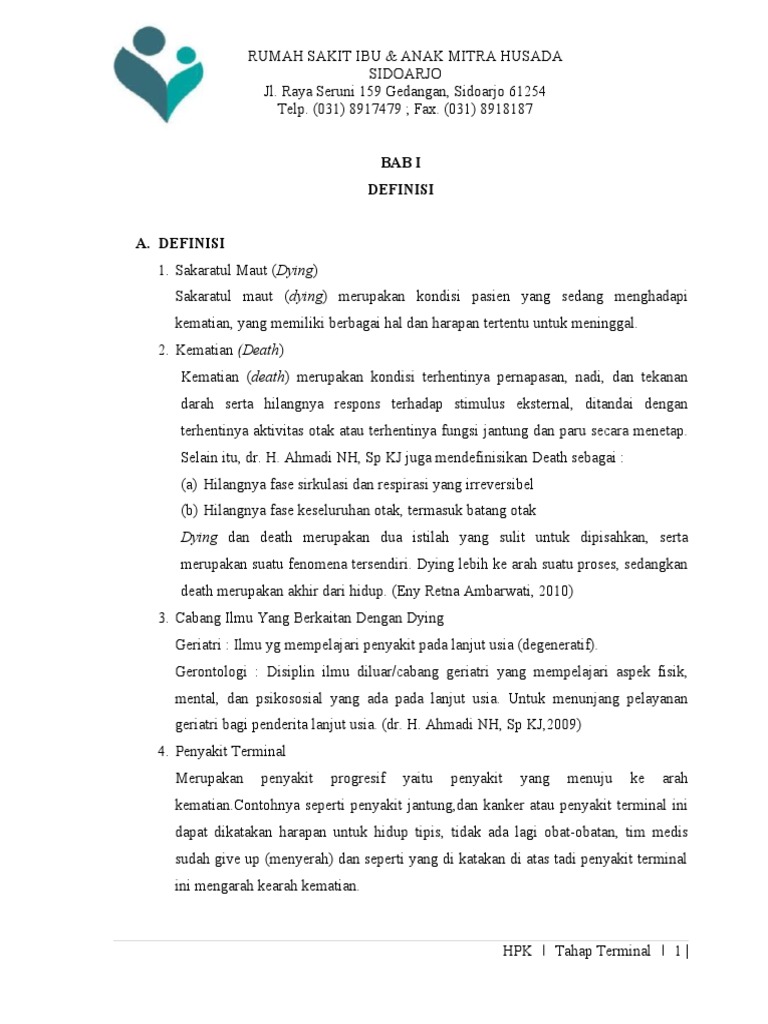Panduan Pelayanan Pasien Tahap Terminal | PDF