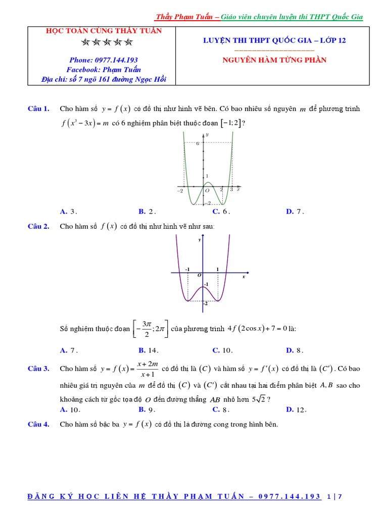 33. TỔNG ÔN ĐỒ THỊ HÀM SỐ VD - VDC - HS | PDF