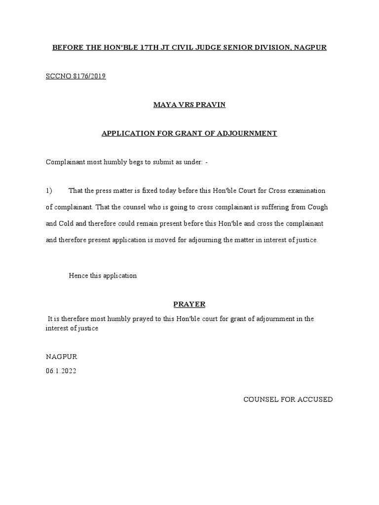 Printable Adjournment Form - Printable Forms Free Online