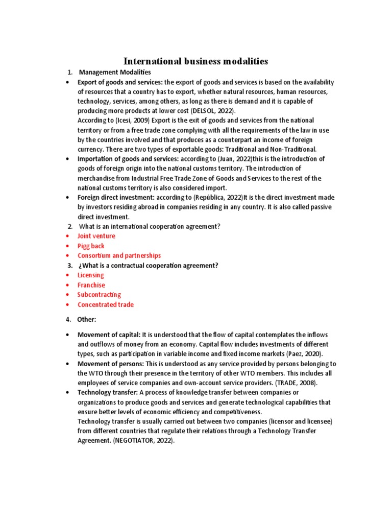 International Business Modalities | PDF | Exports | Investing