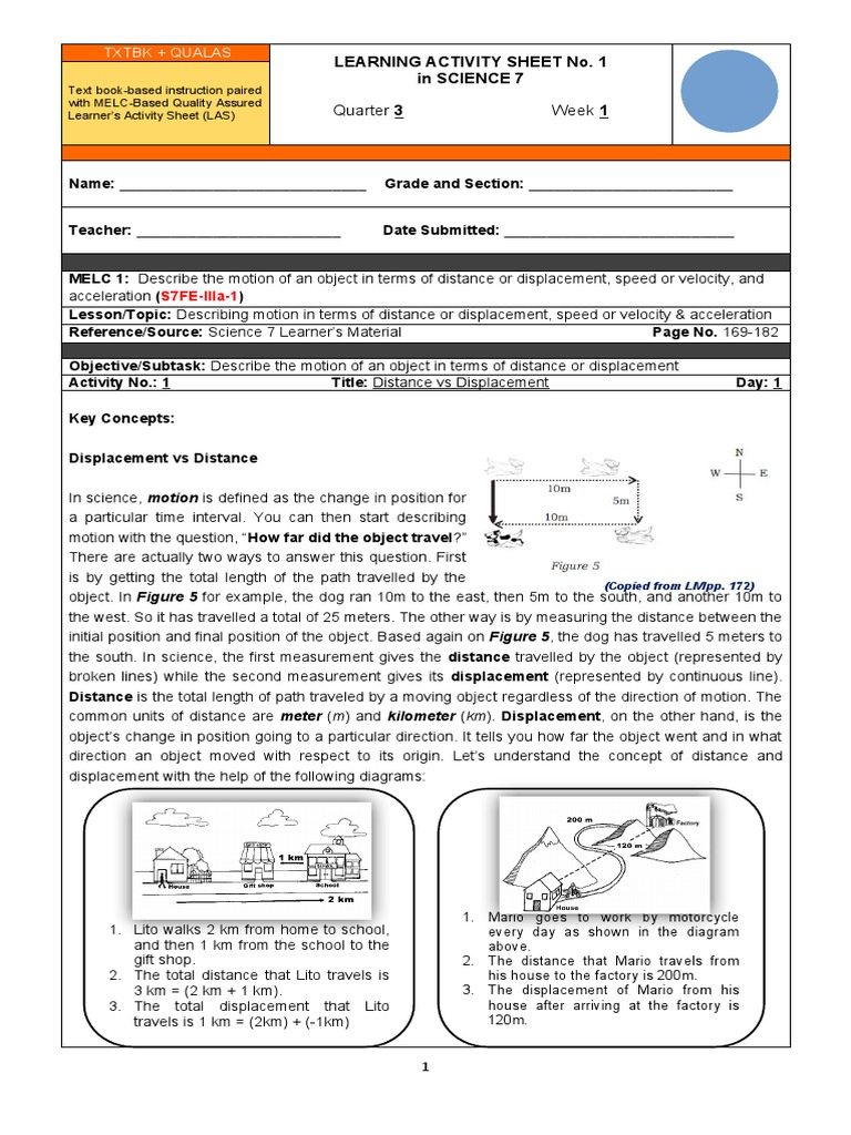 LAS1 Q3 Describing Motion | PDF | Velocity | Speed