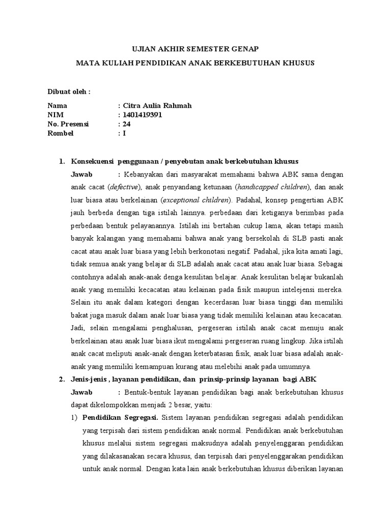 UAS ABK - Citra Aulia Rahmah - 1401419391 | PDF