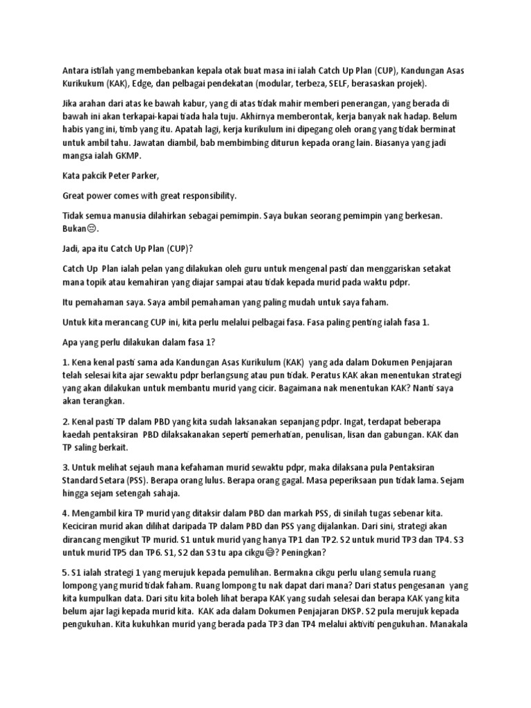 Apa Itu Catch Up Plan | PDF