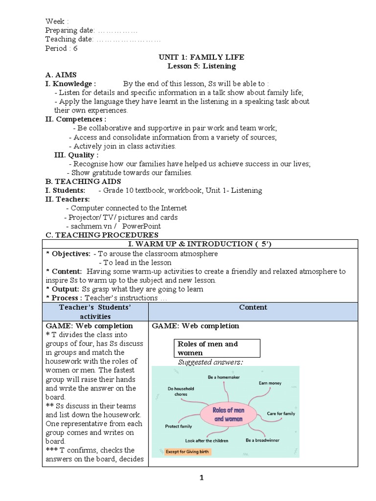 Lesson 5 - Unit 1 Listening | PDF | Teachers | Learning