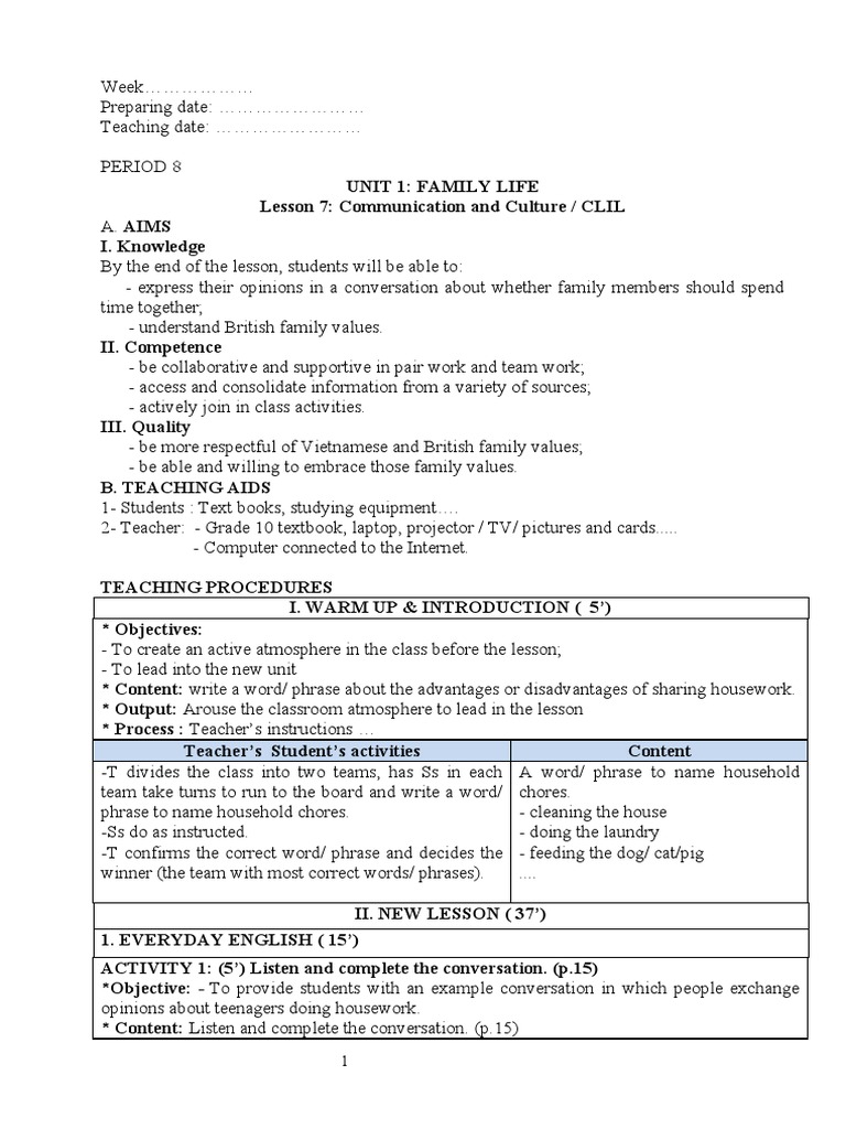 Lesson 7 - Unit 1 Communication and Culture | PDF | Teachers | Reading ...