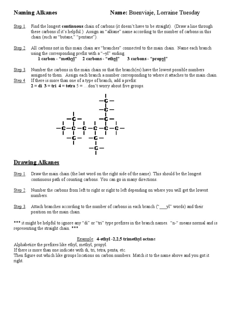 Activity On Alkanes | PDF | Alkane | Molecules