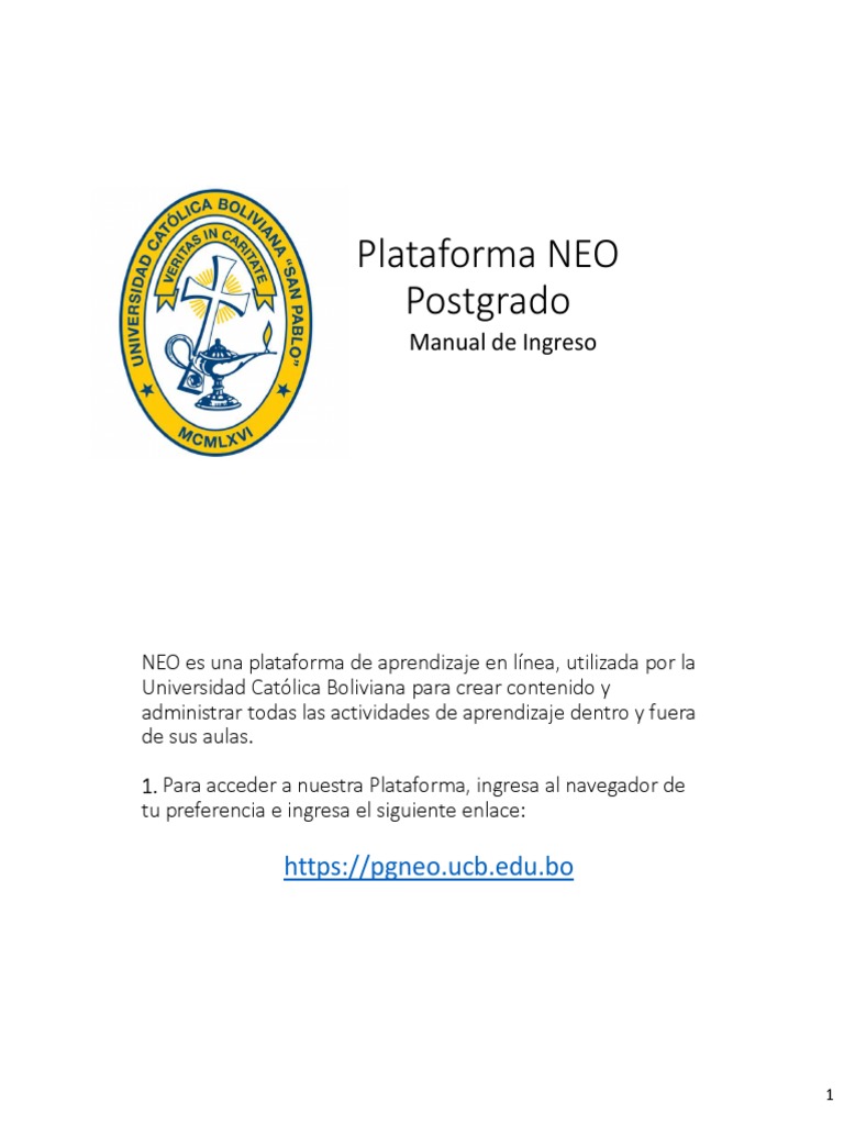 Manual de Ingreso A NEO Postgrado | PDF