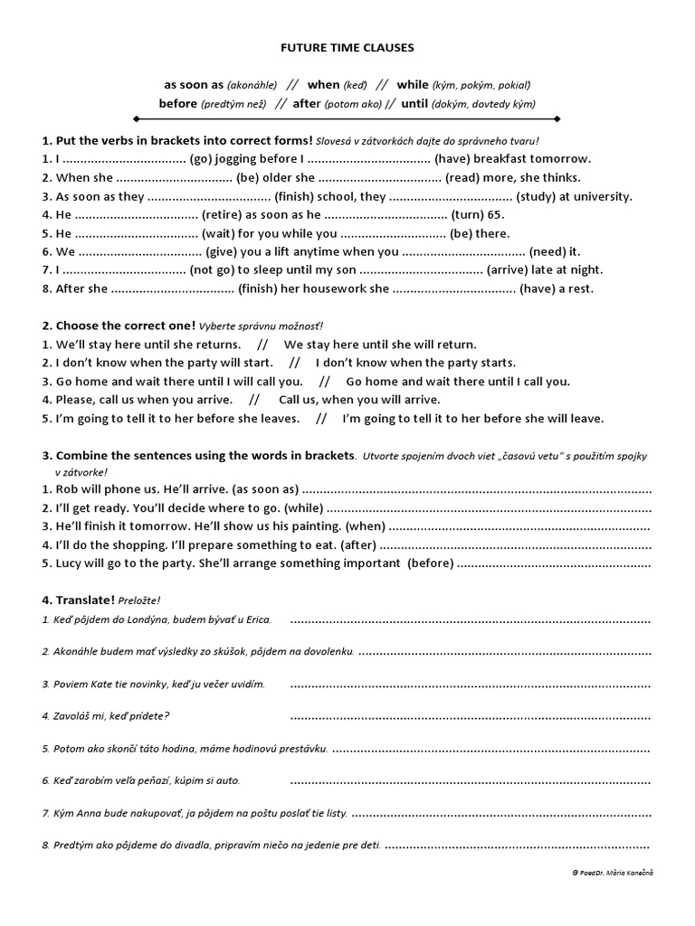 Project 4 - Unit 6 - TIME CLAUSES | PDF | Linguistics | Grammar